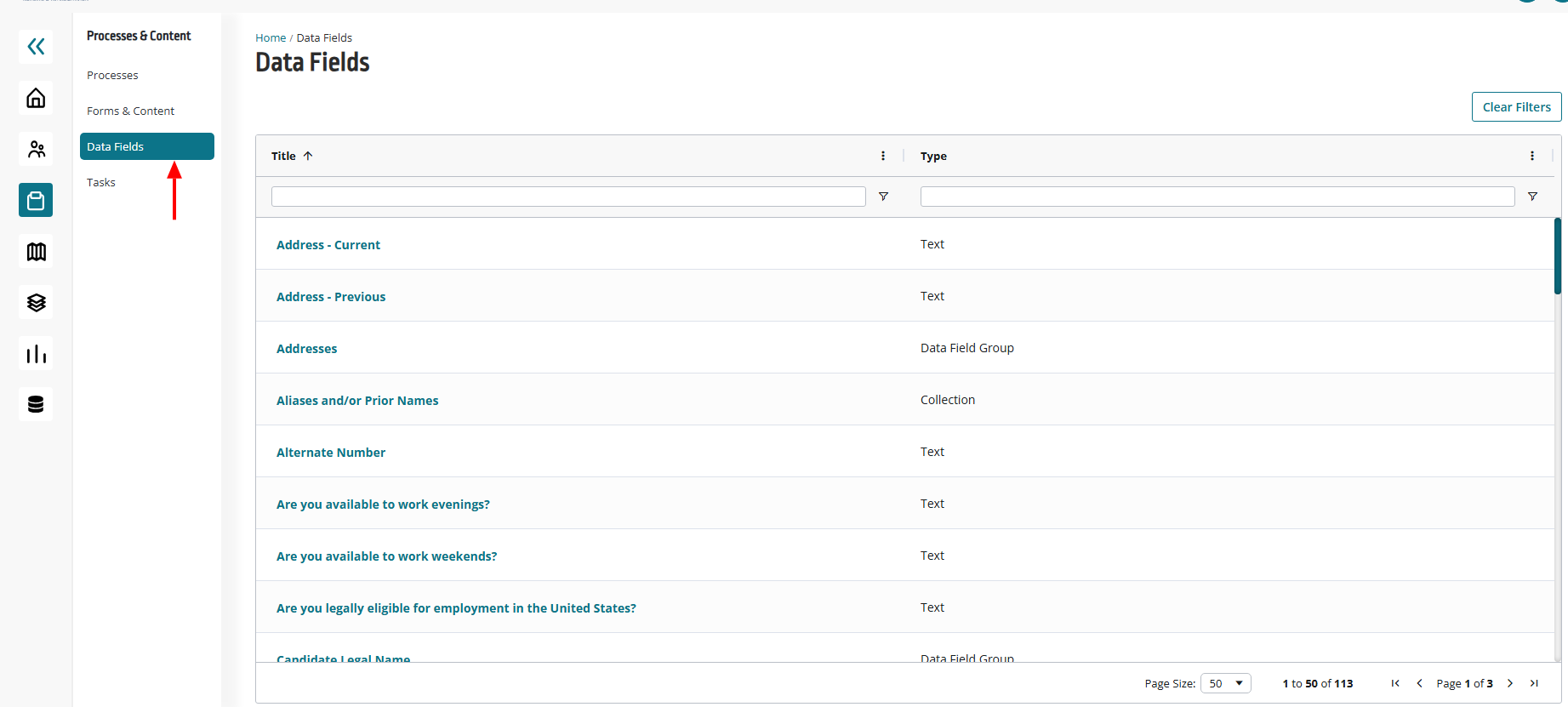 Viewing Data Fields – Click Boarding - Resource Center