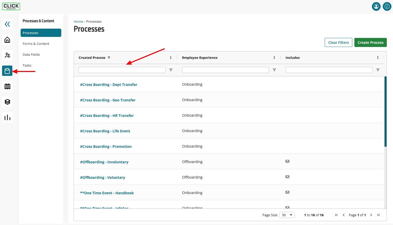 Finding Processes – Click Boarding - Resource Center